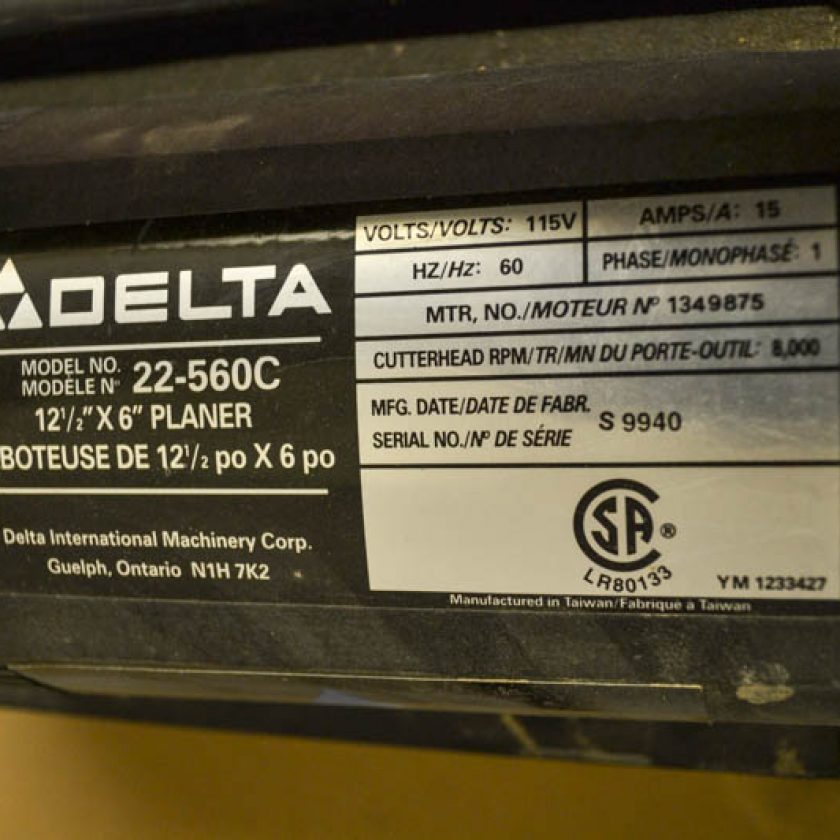 Used DELTA 22-560 12-1/2-Inch Portable Planer – Coast Machinery Group