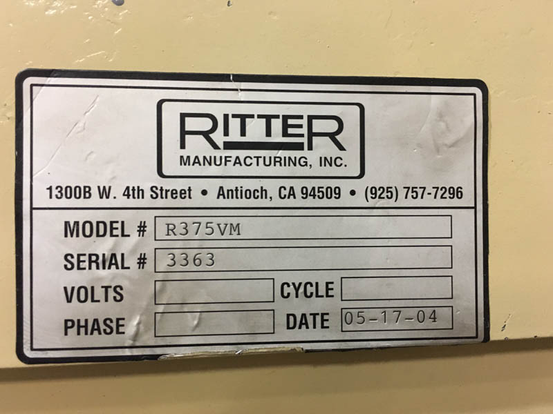 Used Ritter R375V Frame Clamping System – Coast Machinery Group