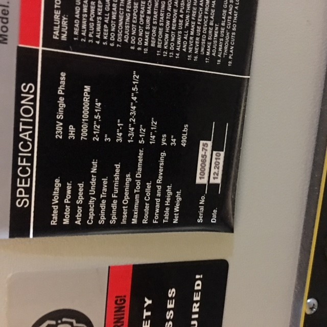 Used Craftex CX300 Shaper – Coast Machinery Group