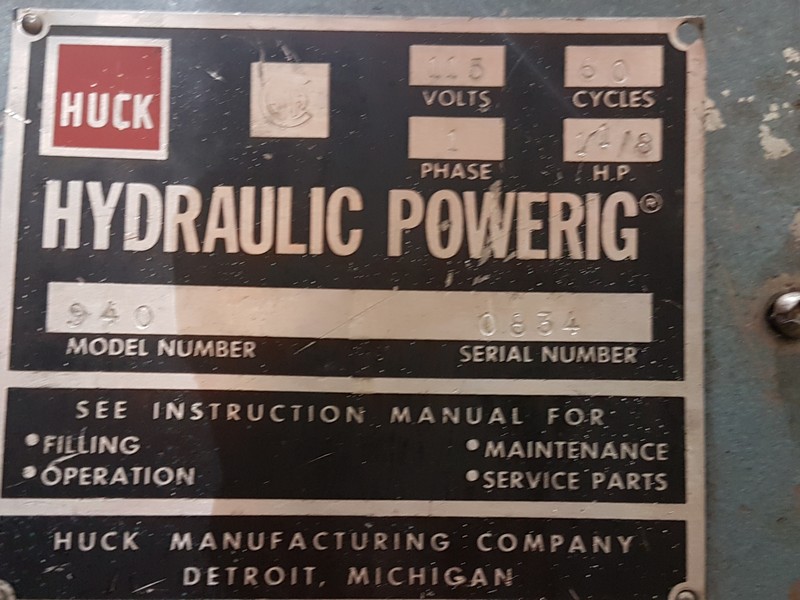 Used HUCK Powerig 940 Hydraulic Power Unit with Huck Rivet Gun – Coast ...