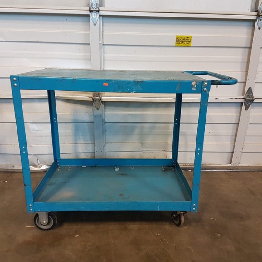 Used Blue 2 Tier Metal Mobile Work Cart – Coast Machinery Group