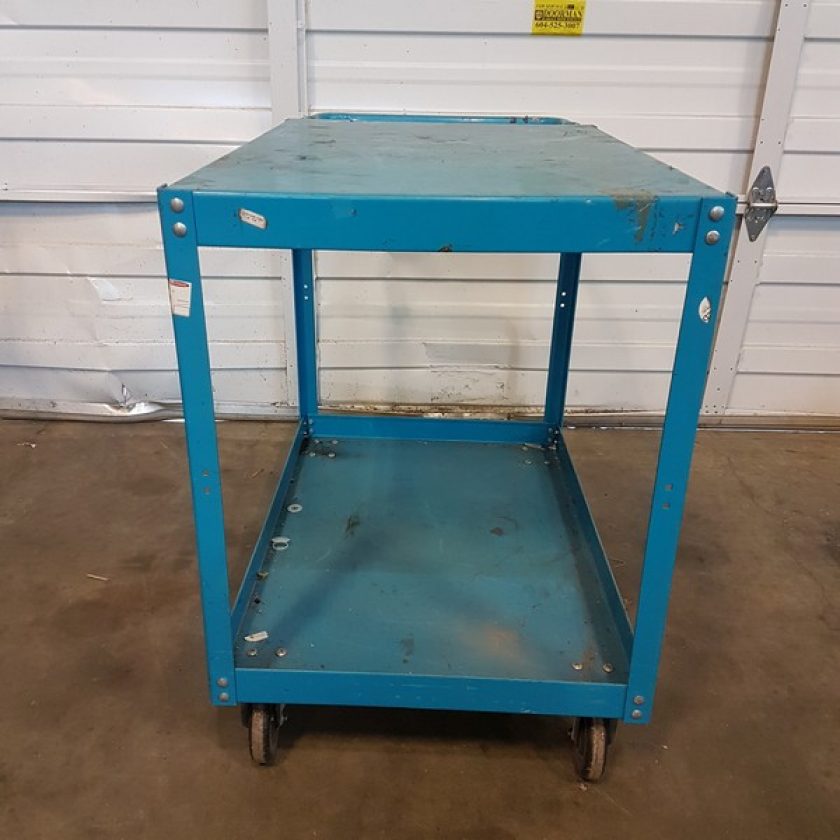 Used Blue 2 Tier Metal Mobile Work Cart – Coast Machinery Group