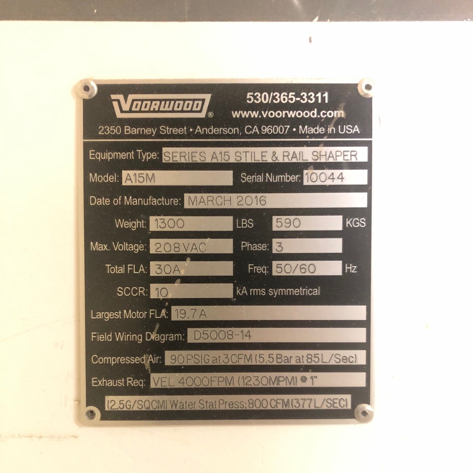 Used Voorwood A15 Stile & Rail Shaper – Coast Machinery Group