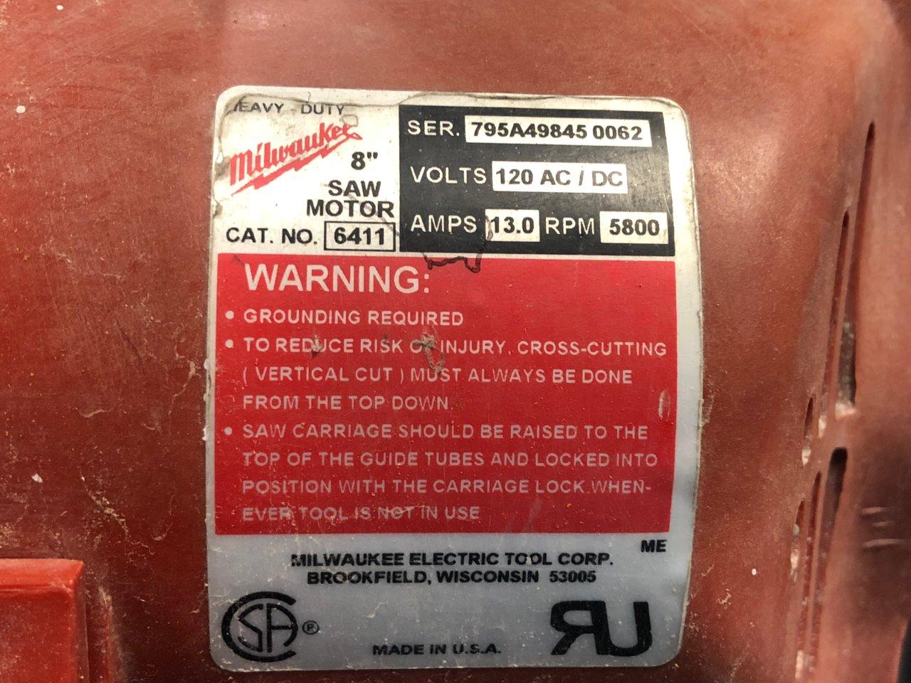 Used Milwaukee 6480 8" Panel Saw 13 amp 5800 RPM – Coast Machinery Group