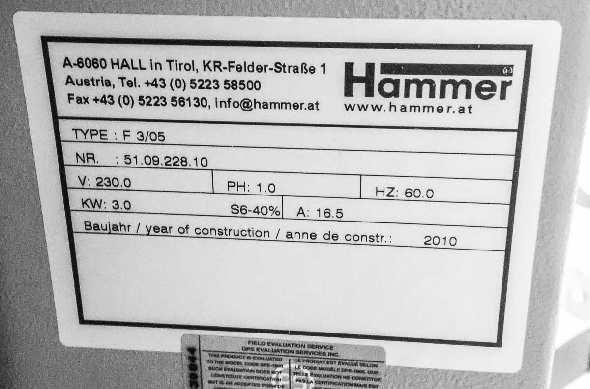 Used Hammer F3/05 Sliding Table Shaper – Coast Machinery Group