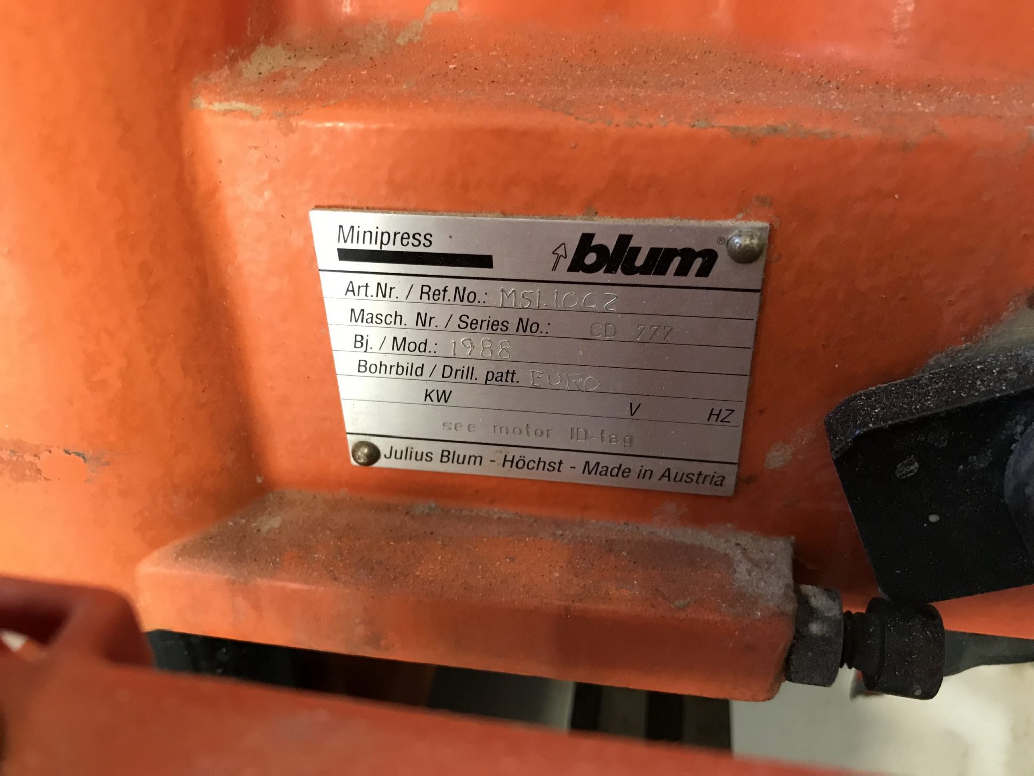 Used Blum M51.1002 Minipress MSP Hinge Machine – Coast Machinery Group