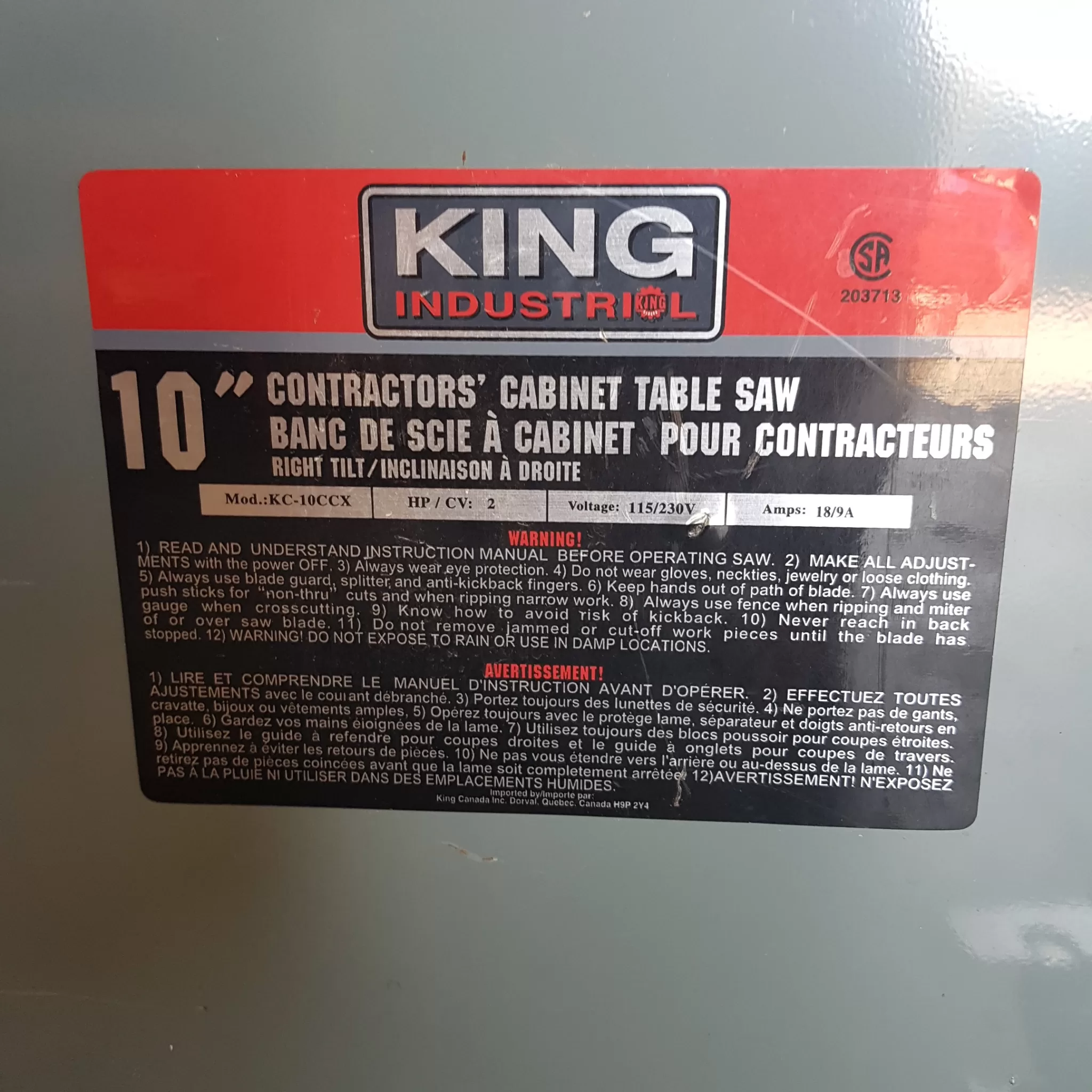 King Canada Cabinet Table Saw | Cabinets Matttroy